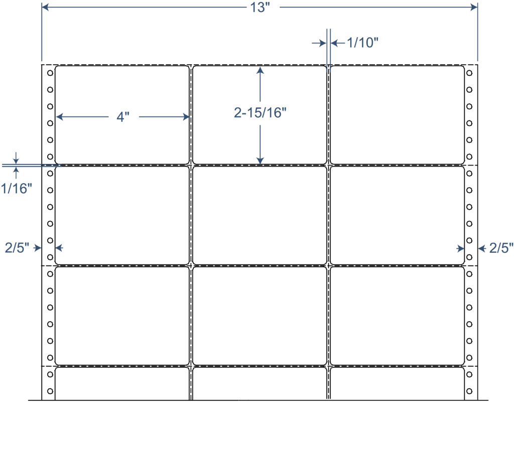 4″ x 2-15/16″ Pinfeed EDP Labels – Perf Every Label – Data Label, Inc.